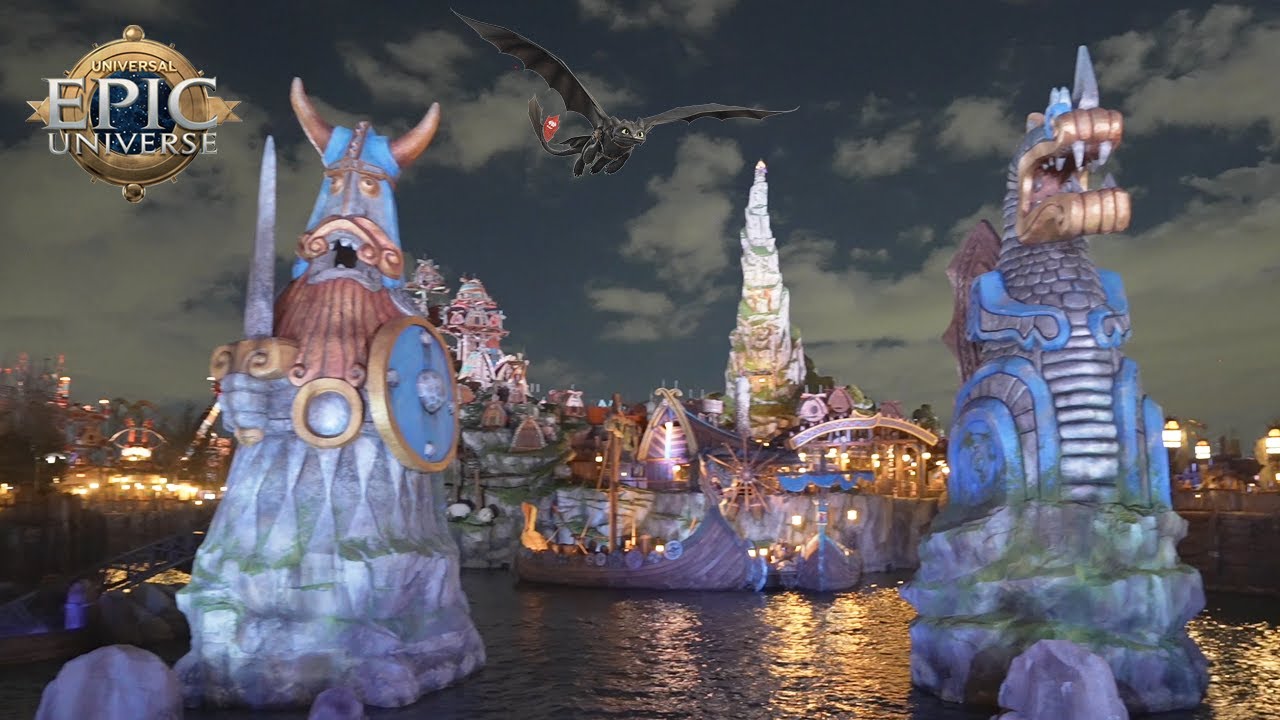 (4K) Epic Universe | Isle of Berk (FULL Tour at NIGHT) How To Train ...