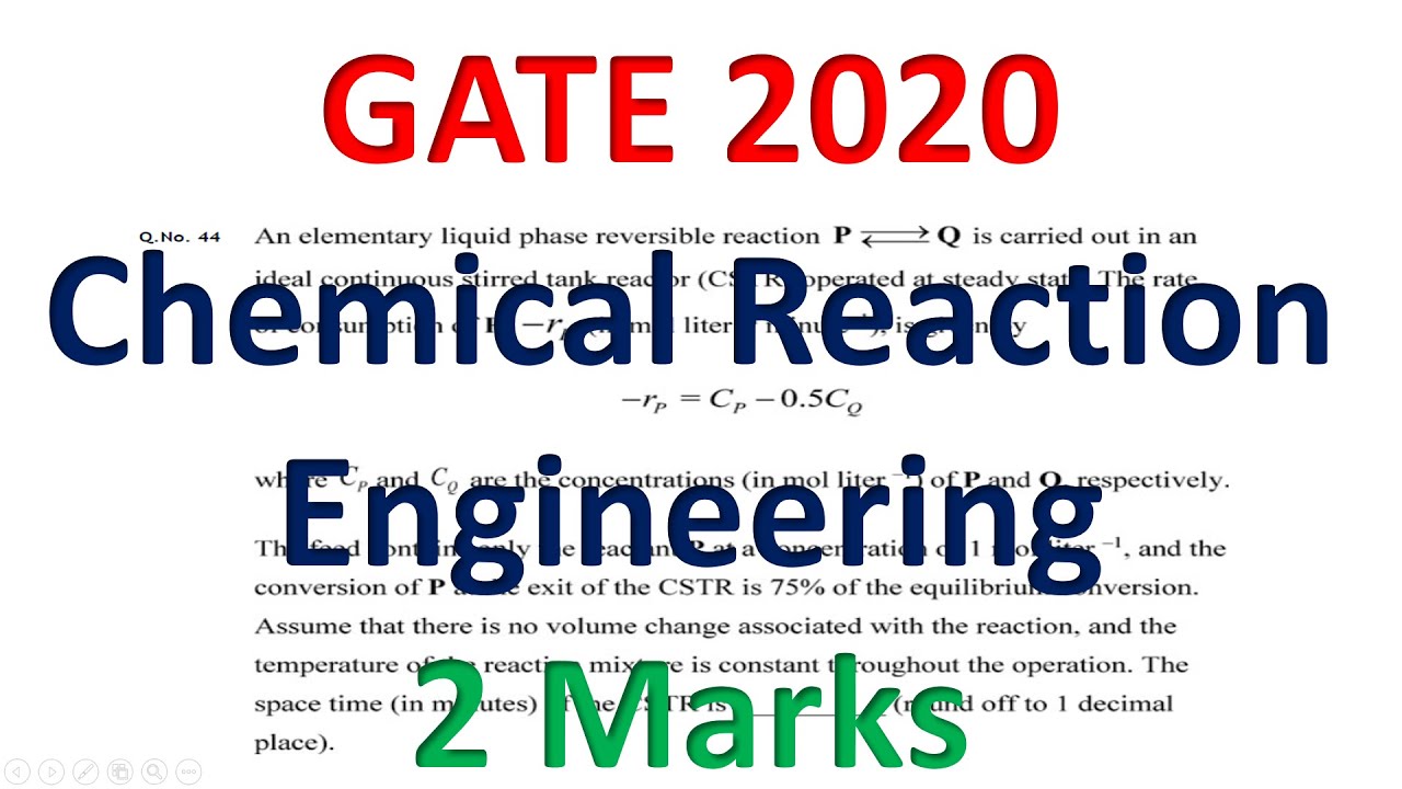 GATE 2020 Chemical Reaction Engineering | Chemical engineering| #GATE|# ...
