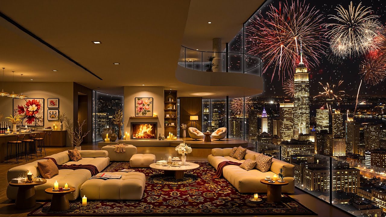 Cozy NYC Apartment on New Year’s Eve 🎇 Elegant Jazz Music & Firework ...