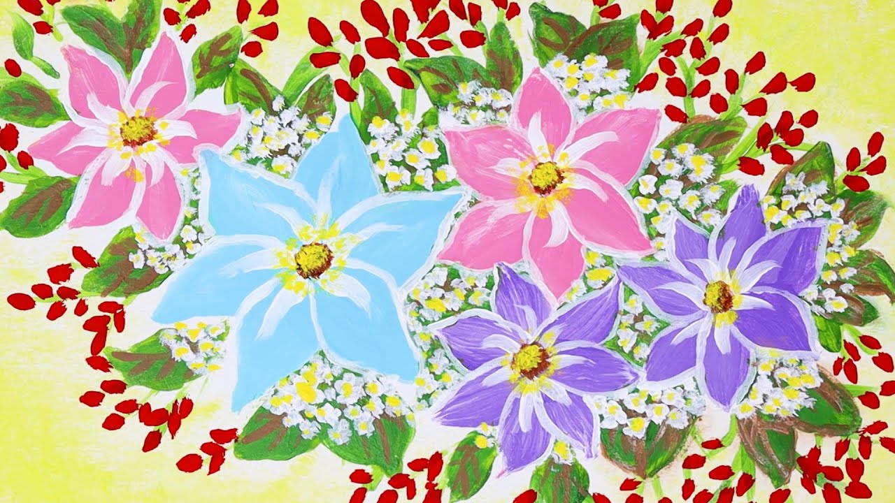 Colorful Flower Painting for Beginners / Easy Acrylic Painting / Ree ...