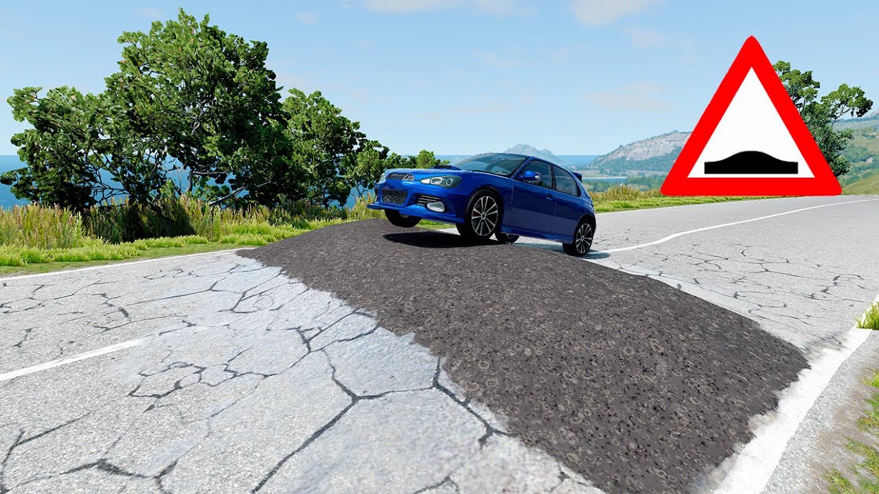 Cars vs Weird speed bump #6 - BeamNG.Drive - YouTube