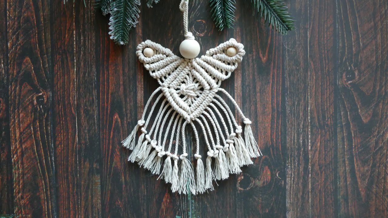 Macrame Angel with Heart shaped wings DIY Christmas tree ornament - YouTube