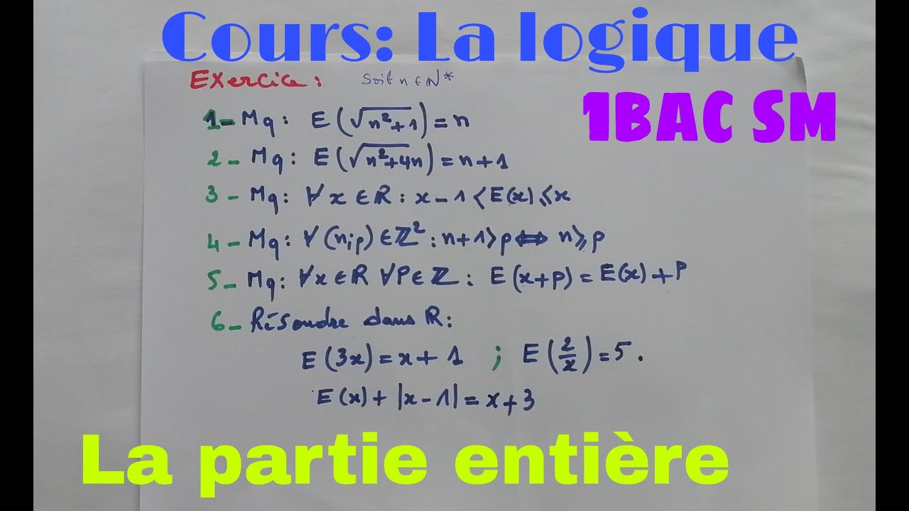 la partie entiere....définition et exercice corrigé..math de lycee ...
