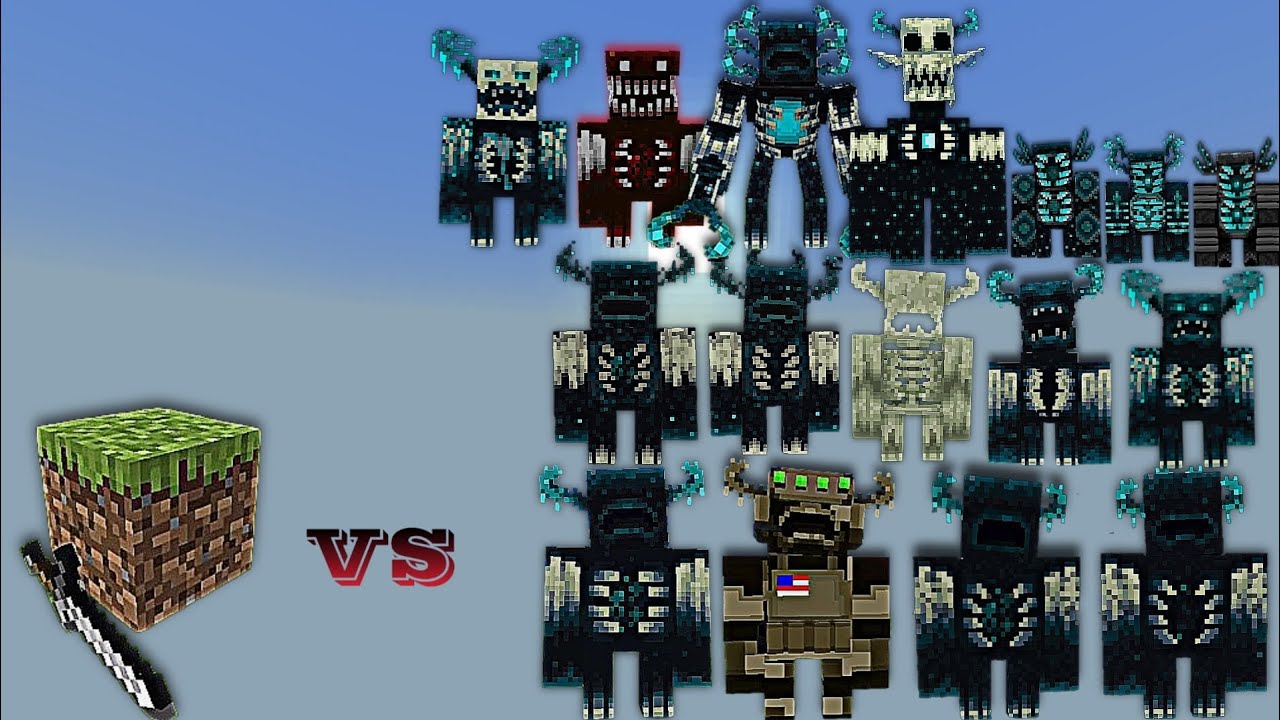 Grass Block that stabs vs Warden Plus | Minecraft Bedrock | Mob Battle ...