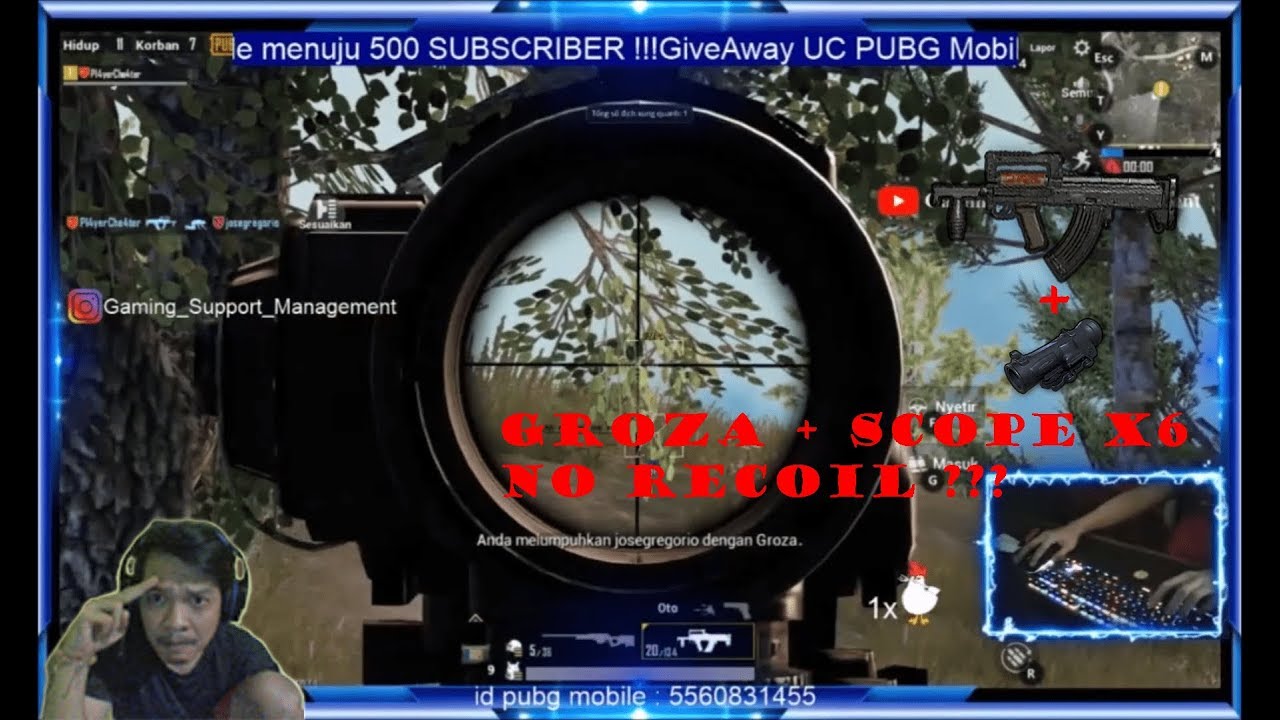 Tutorial Groza scope x6 No Recoil = auto musuh ke lobby ??? PUBG Mobile ...