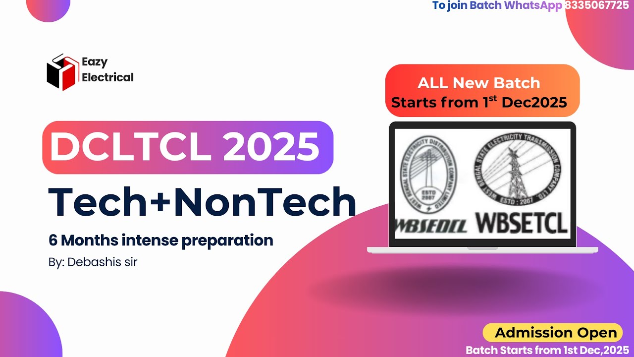 WBSEDCL SAE & WBSETCL JE 2025 I All New Batch Starts from 1 Dec 2025 ...