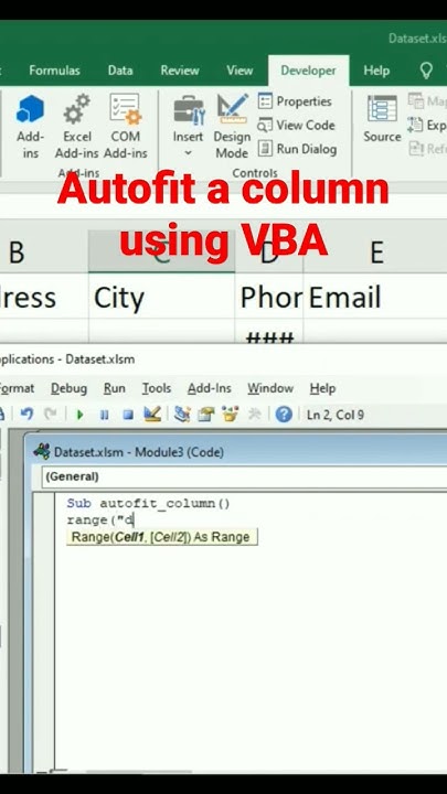 Autofit a column using excel VBA - YouTube