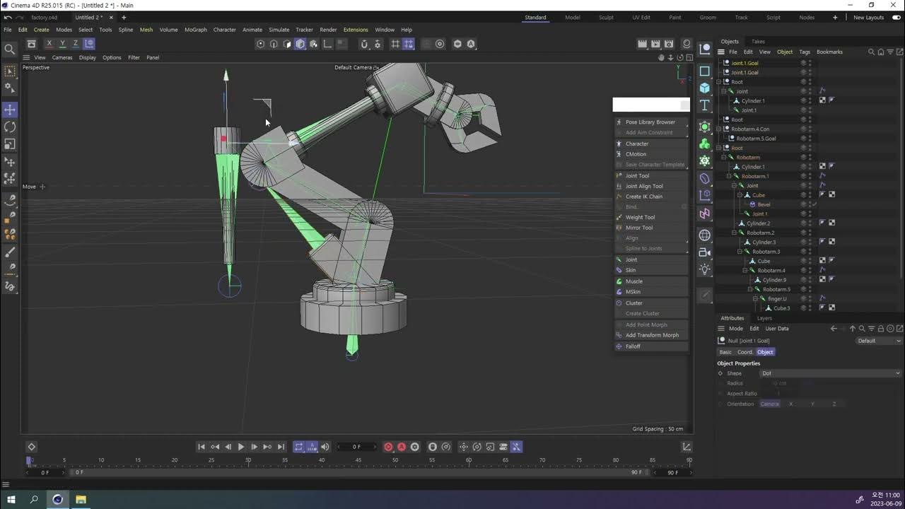 [C4D]공장 로봇팔 모델링에서 리깅까지 (Factory robot arm) - 피스톤 - YouTube