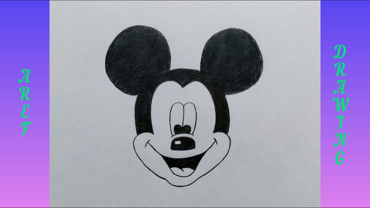 Easy Mickey mouse drawing for beginners | Mickey mouse drawing step by ...
