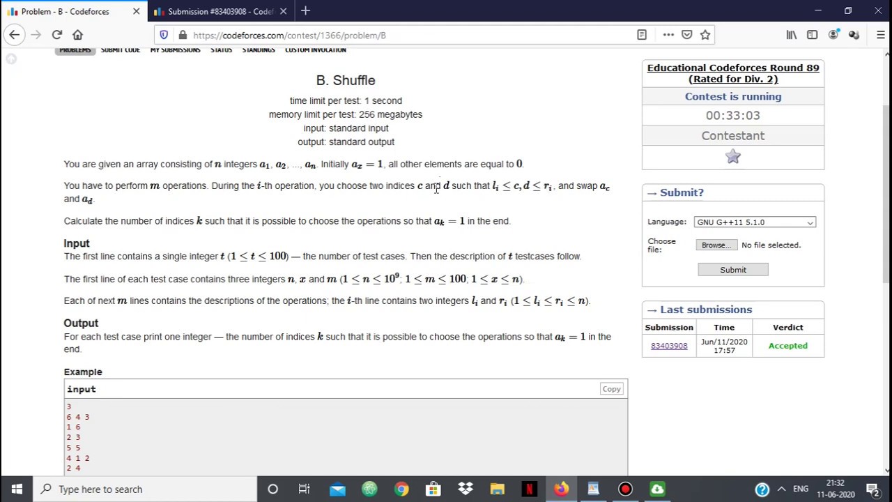 Codeforces Educational Round 89 Div2 B Shuffle Youtube