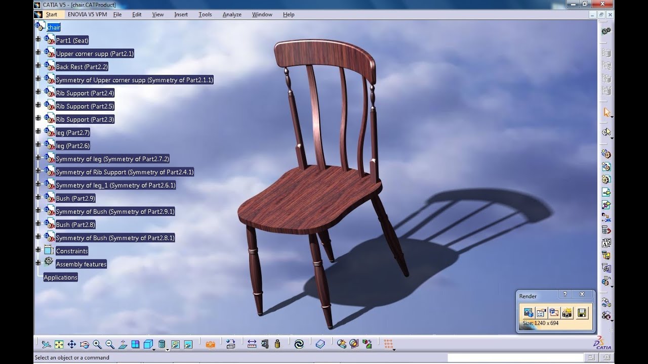 Catia V5 Tutorial|How to design a Chair P5|Furniture & Product Design ...