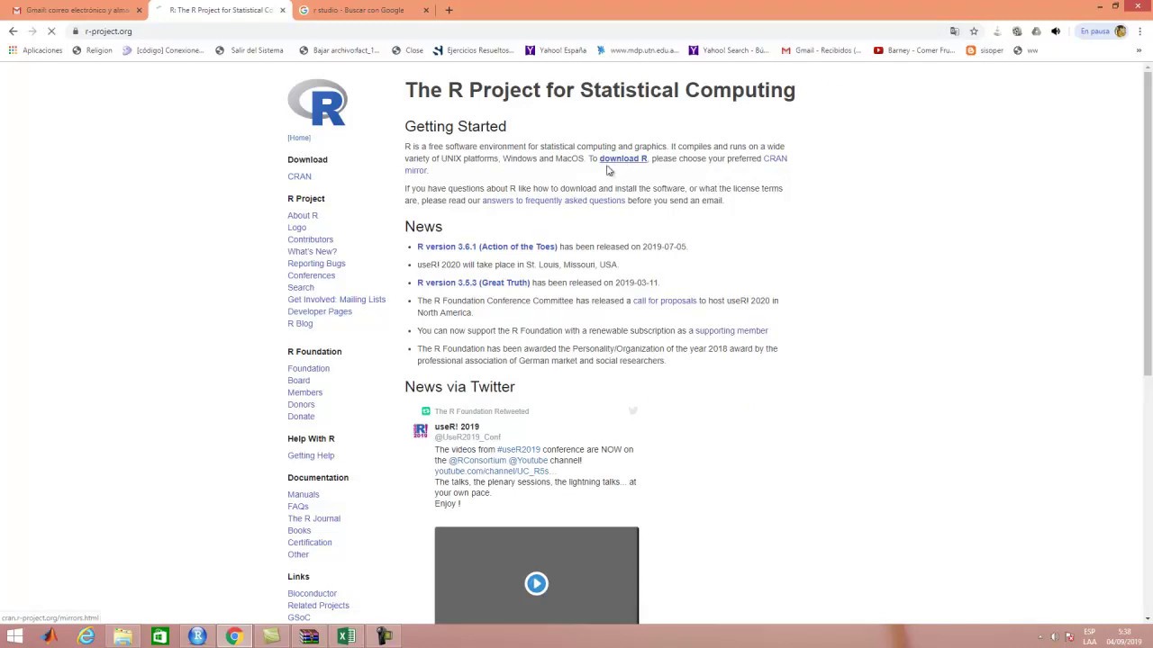 Descarga e instalación de R y R Studio - YouTube