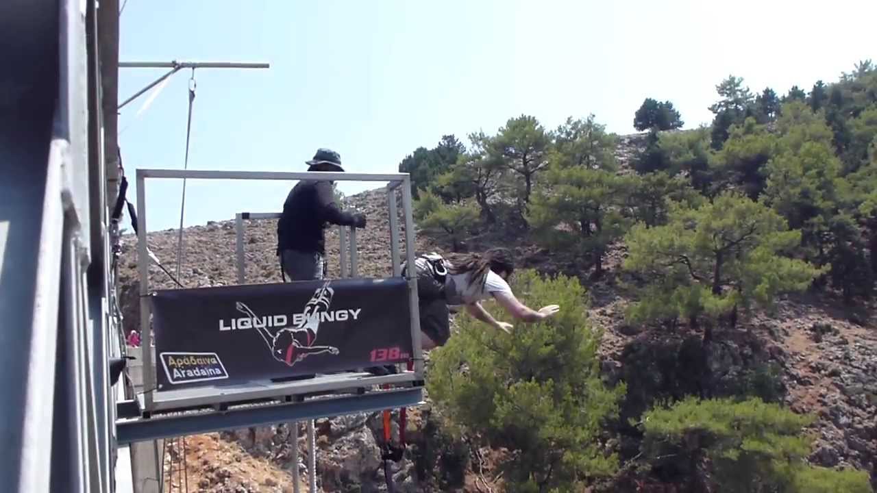 Bungee jump at Aradaina Bridge Crete - YouTube