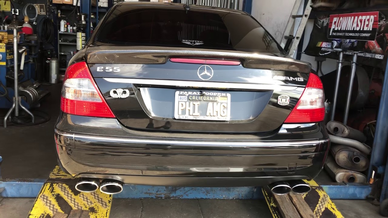 E55 with C63 mufflers - YouTube