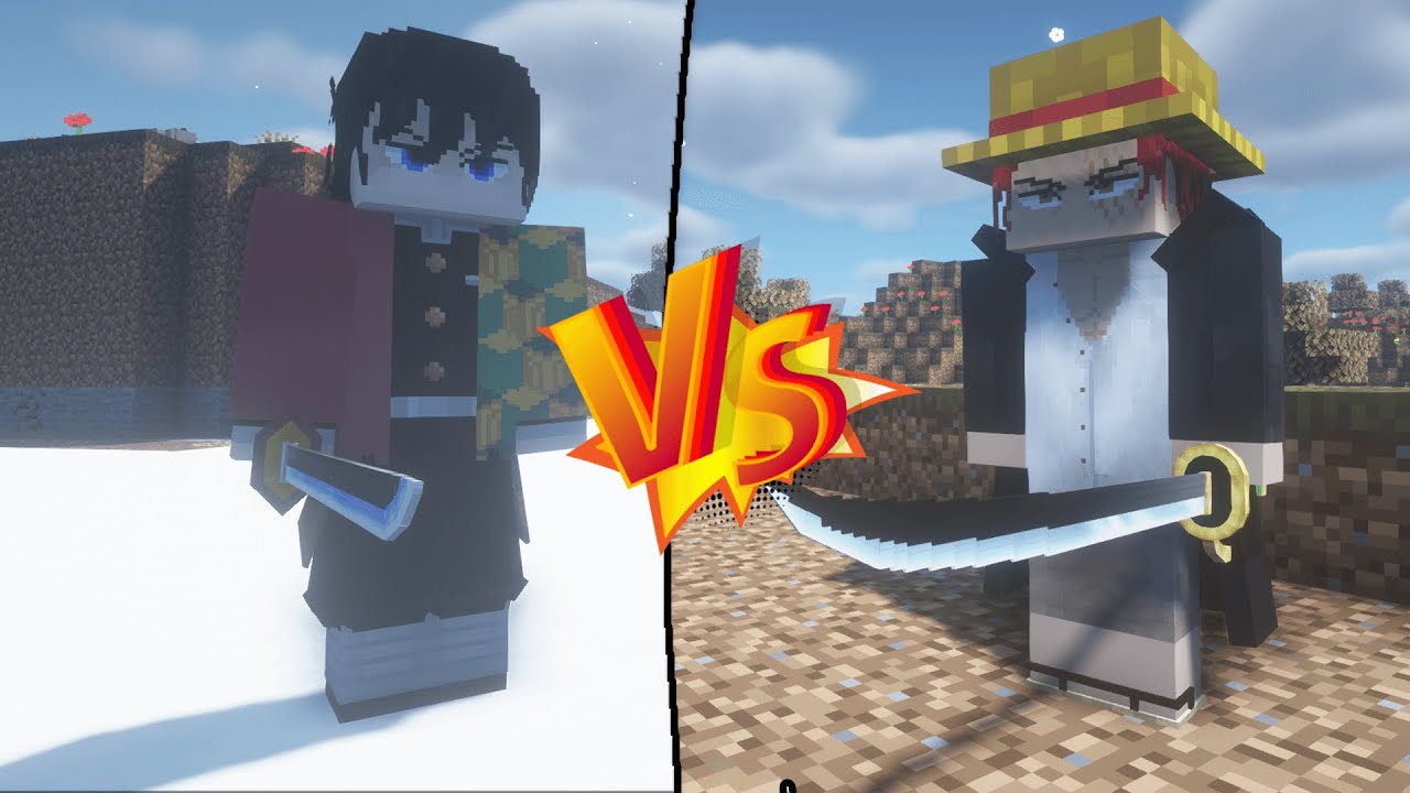 Shanks VS Tomioka - Minecraft Demon Slayer & One Piece Mod - YouTube