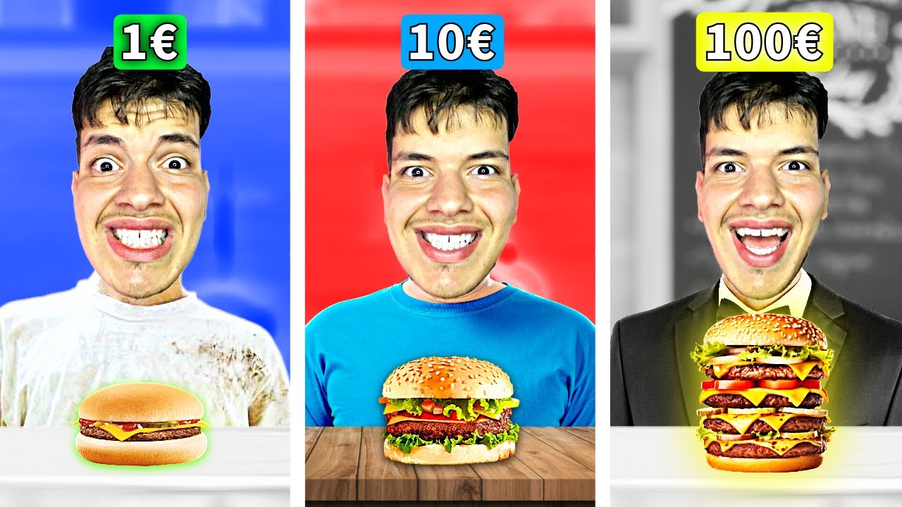 Έφαγα 1€ VS 10€ VS 100€ BURGER🤑*Απίστευτο* - YouTube