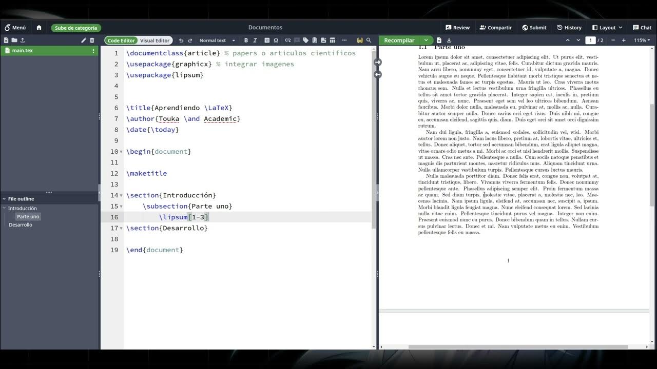 Curso básico de LaTeX en Overleaf | Cap. 1 Estructura básica de un documento - YouTube