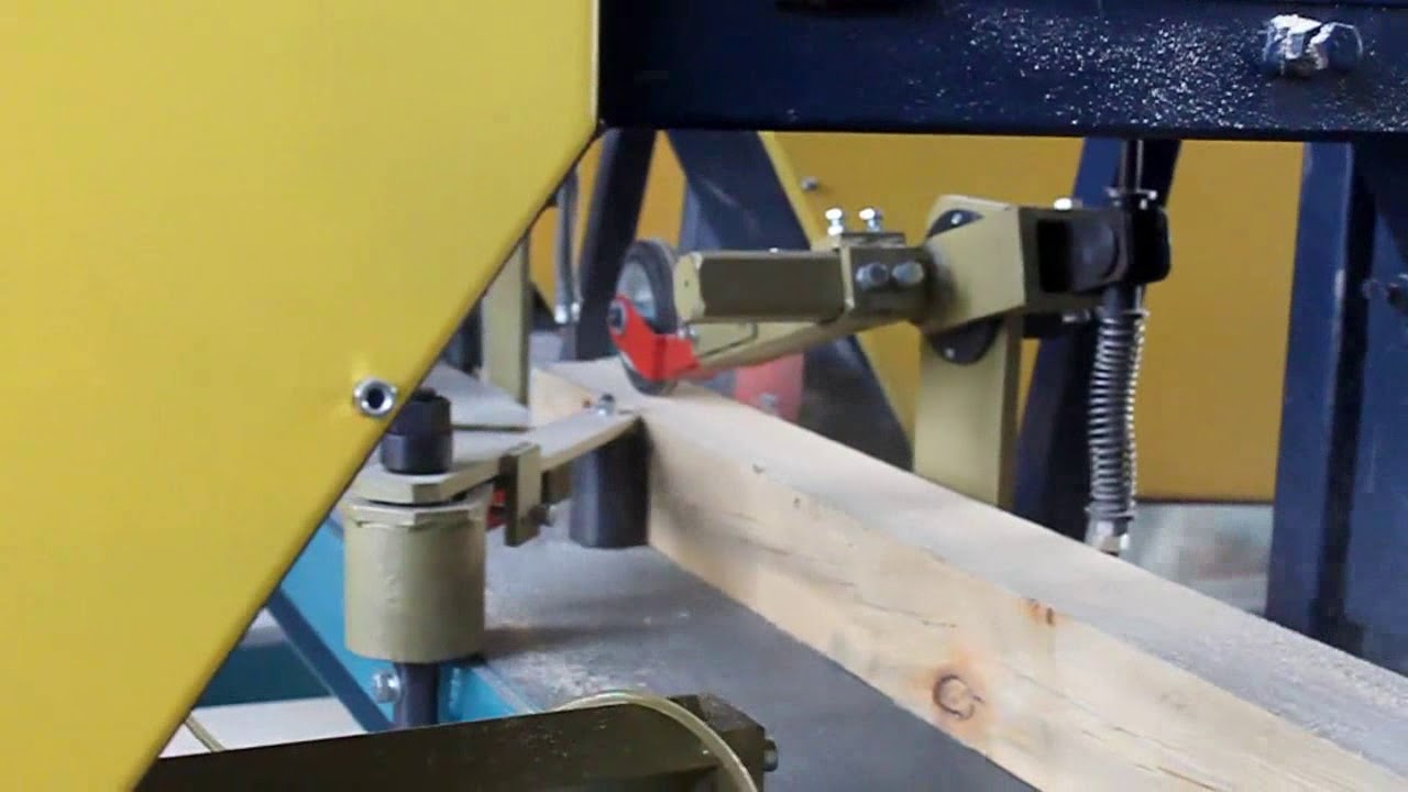 Long horizontal band saw multiple heads bandsaw sawmill - YouTube