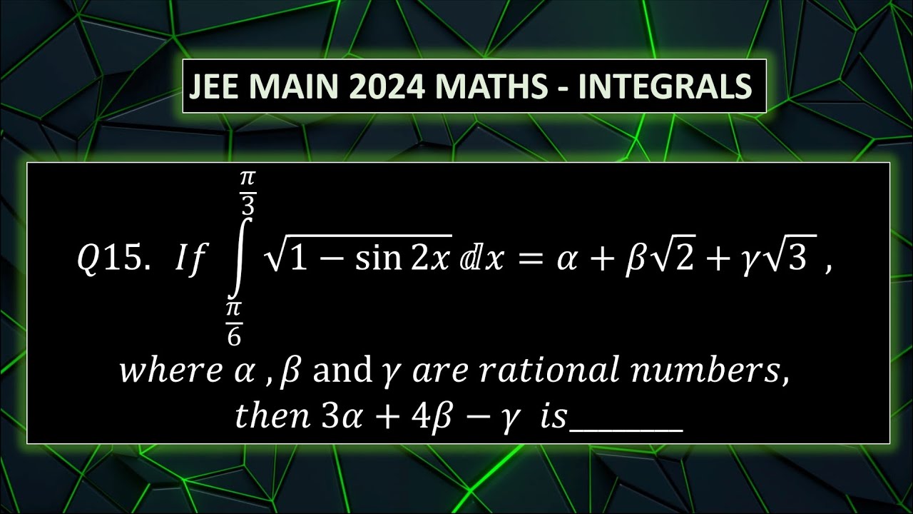 Jee Main 2024 (29 Jan) Maths Integrals Question-15 Solution #jeemains # ...