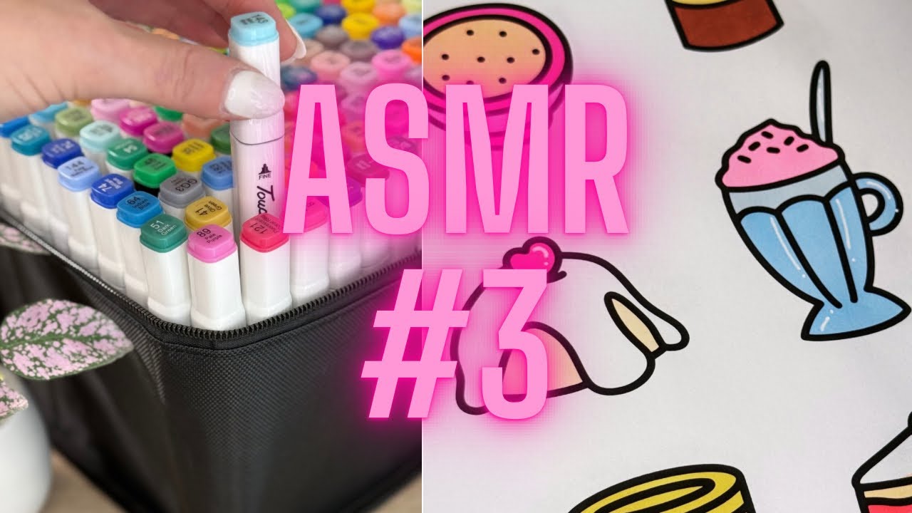 ASMR Coloring | Relax with Crisp Marker Sounds and Sweet Treats (20 ...