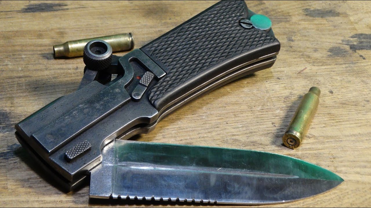 Making a Luger-Parabellum P-08 1908 switchblade. Military folding knife ...