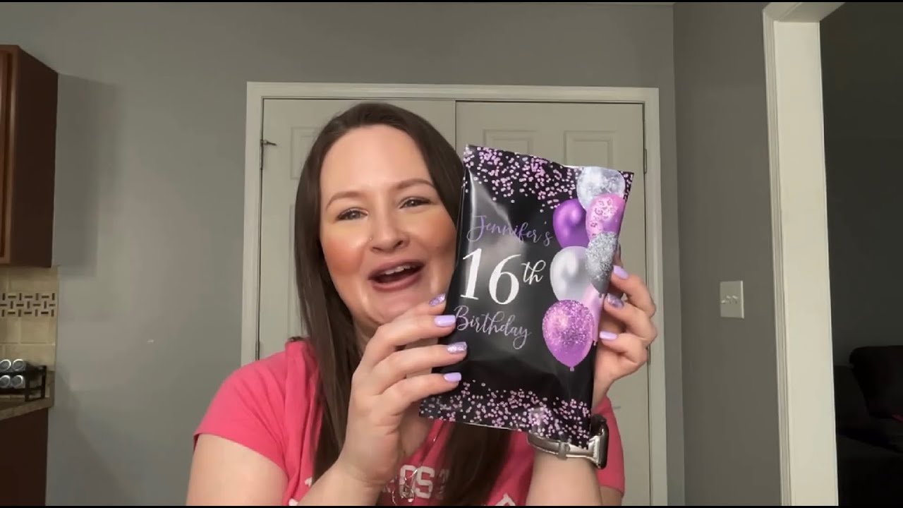 How to make a birthday chip bag using an editable template - YouTube