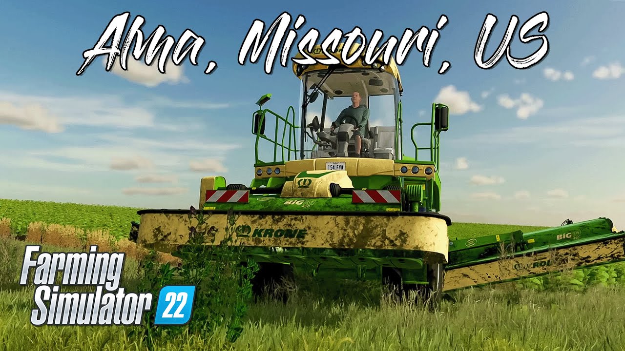 Just Mowing the Land in Farming Simulator 22, Alma Missouri Map - YouTube
