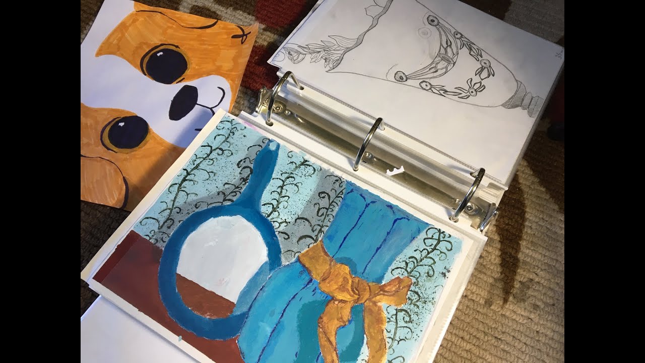 Looking Through My Art Binder For The First Time In A Year! - YouTube