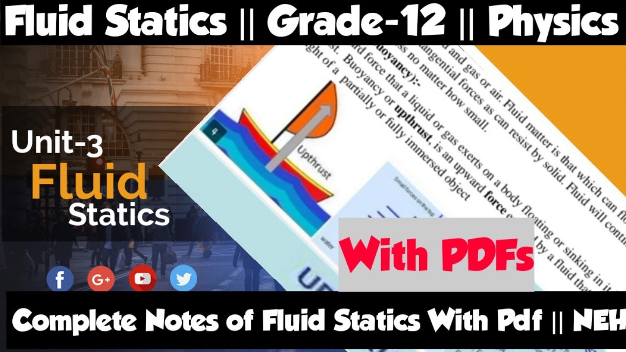 Fluid statics Class 12 Physics Unit 3 Full Notes - YouTube