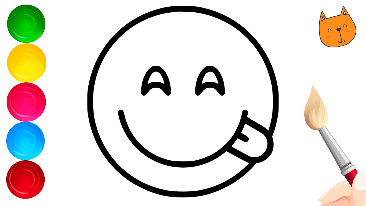 How to draw emoji step by step | Drawing and coloring | Draw smiley ...