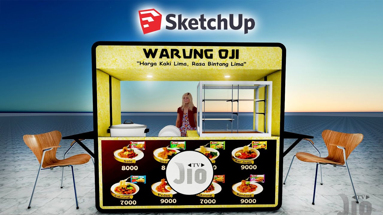 DESAIN GEROBAK MINIMALIS UNTUK JUALAN DENGAN SKETCHUP - YouTube