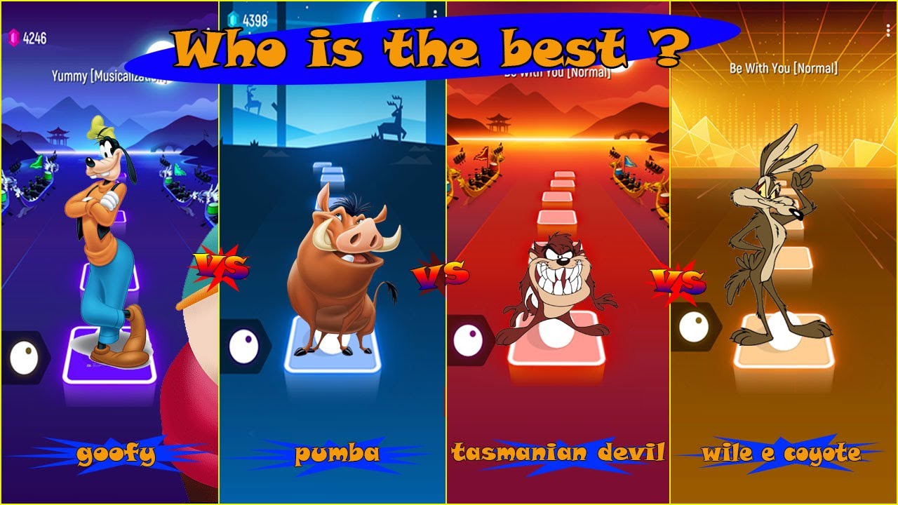 Goofy vs Pumba vs Tasmanian Devil vs Wile E Coyote | Tiles Hop EDM Rush ...