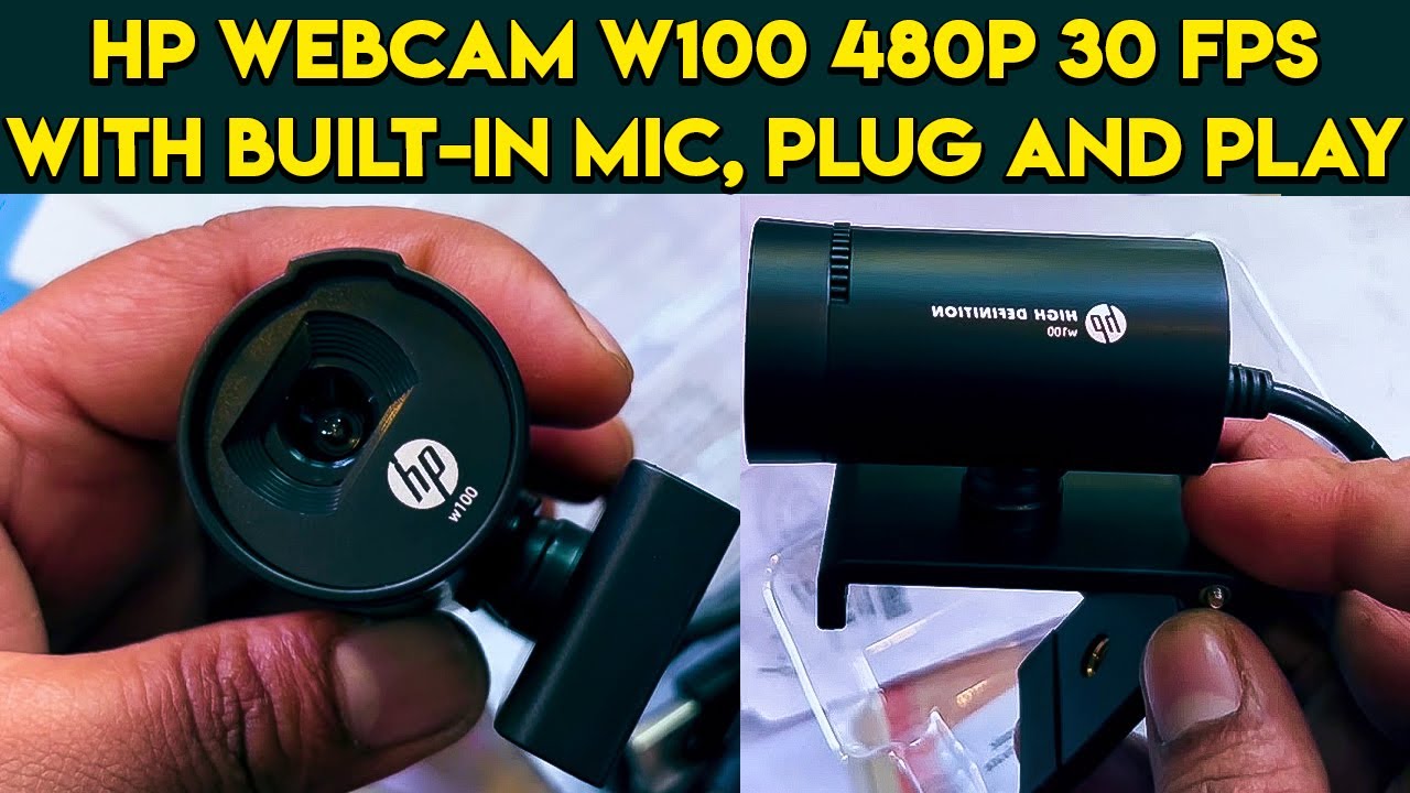 HP Webcam w100 480P 30 FPS Digital Webcam with Built-in Mic, Plug and ...