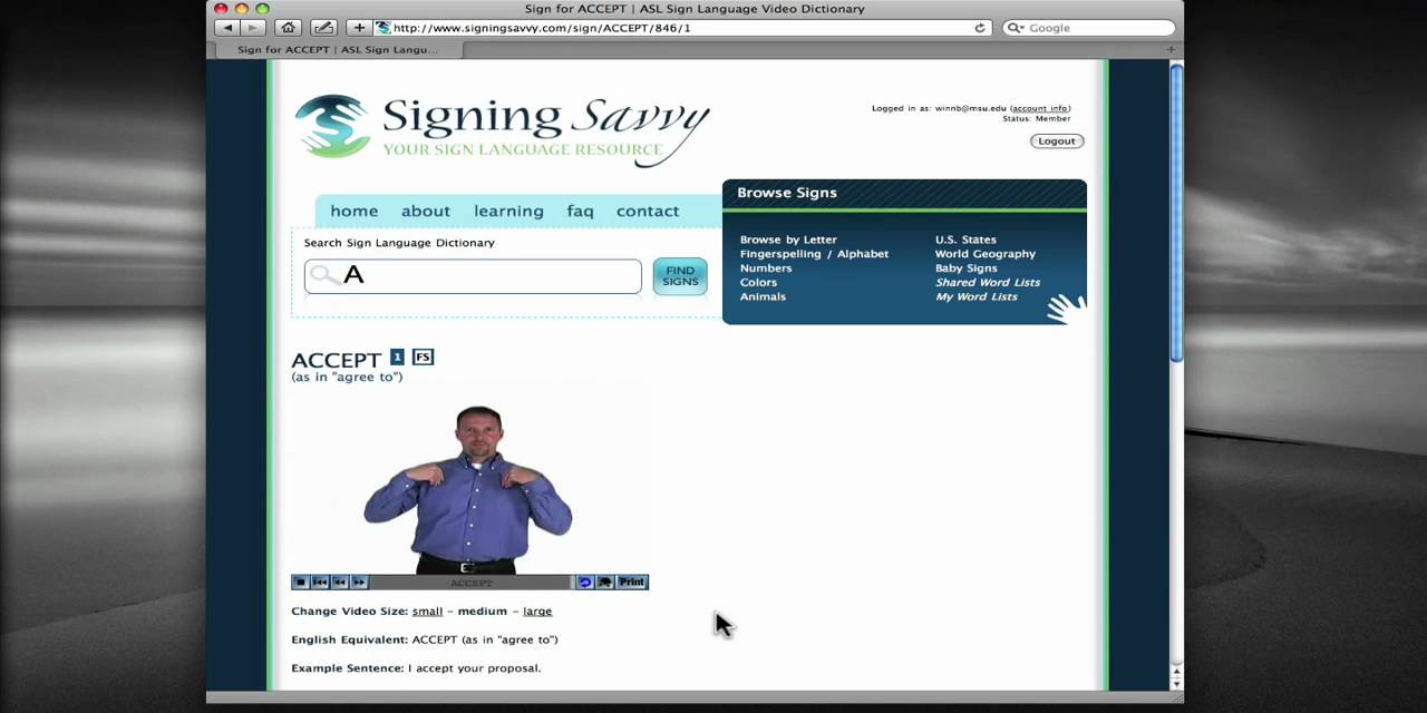 Signing Savvy Browse By Letter - YouTube