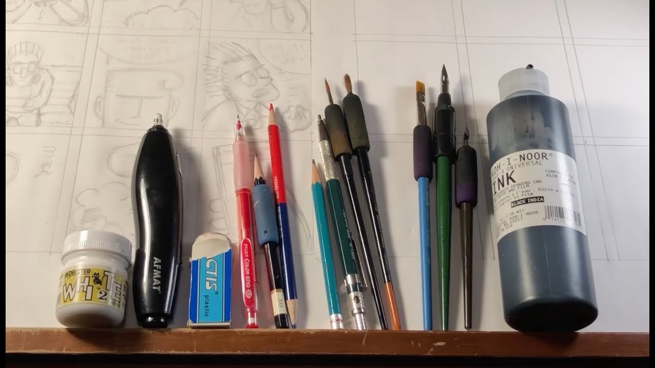 Traditional Comics Tools (Pt 1 - Pencils & Inking) - YouTube