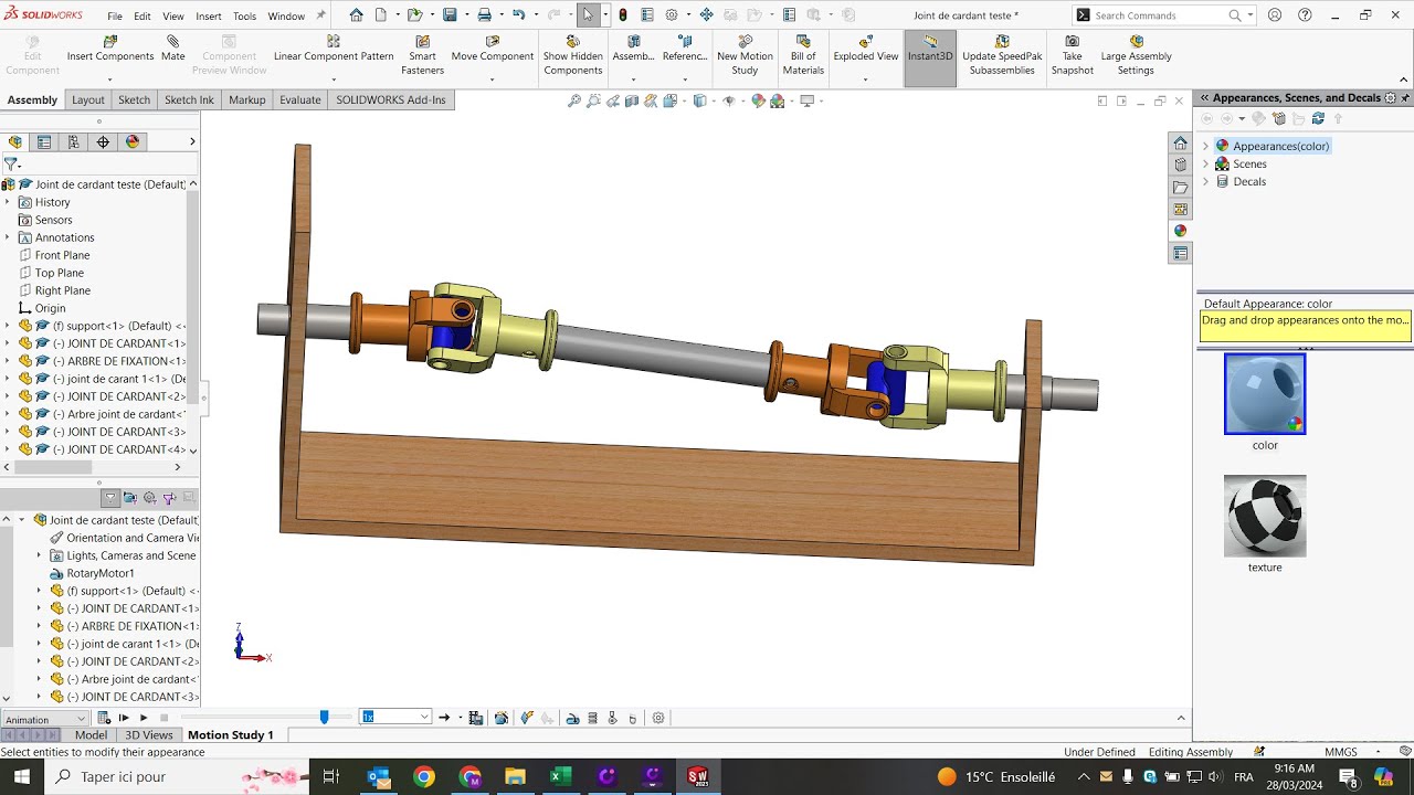 Tutorial SolidWorks : Cardant joint design, Assembly, Animation on ...