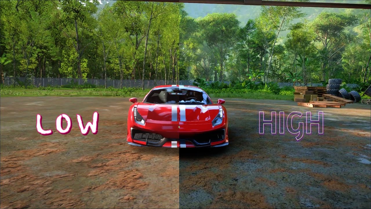 Low Graphics Vs High Graphics Forza Horizon 5 | FERRARI 488 PISTA - YouTube