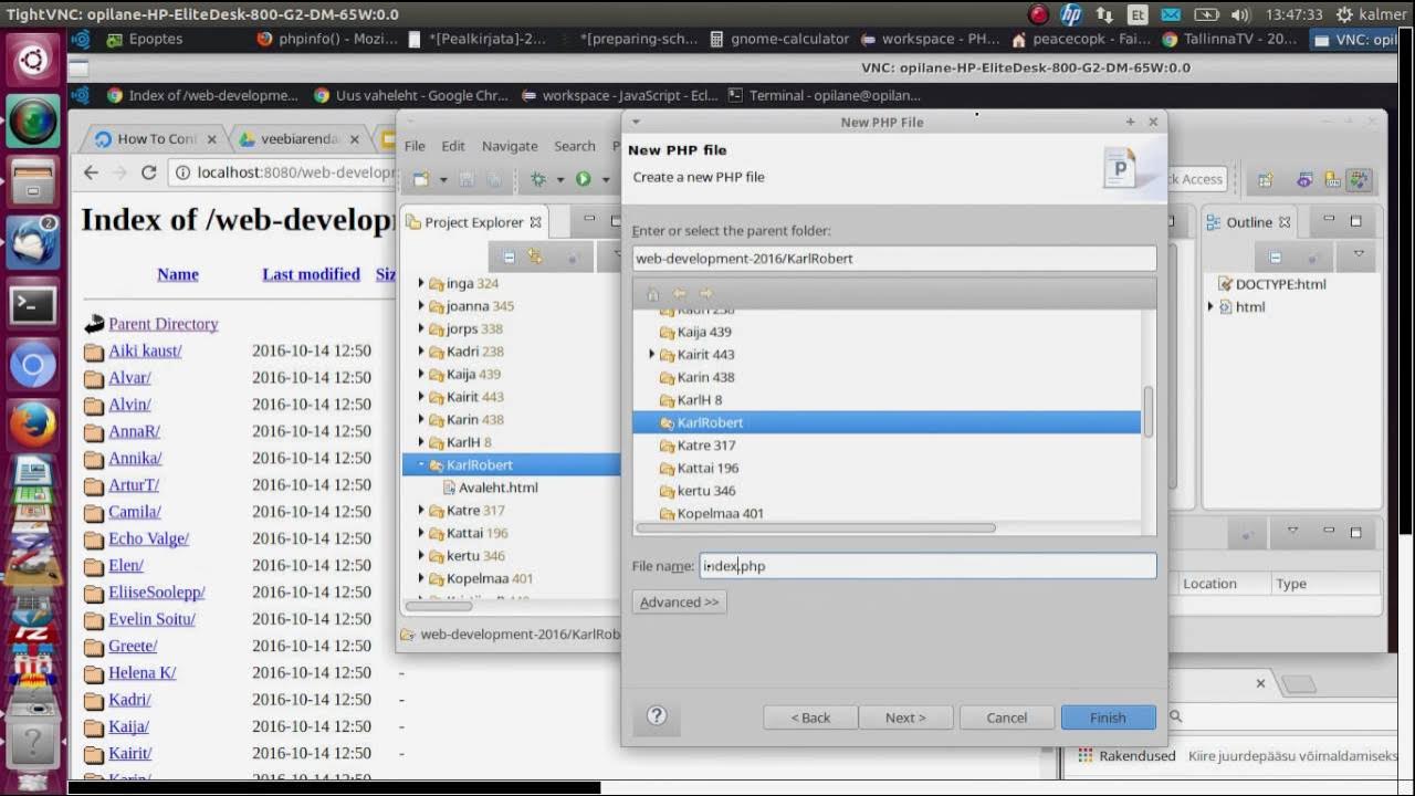 "libapache2-mod-php", "php7 0", "Eclipse", "ls", "emacs": "Apache" i seadistamine serveerimaks ...