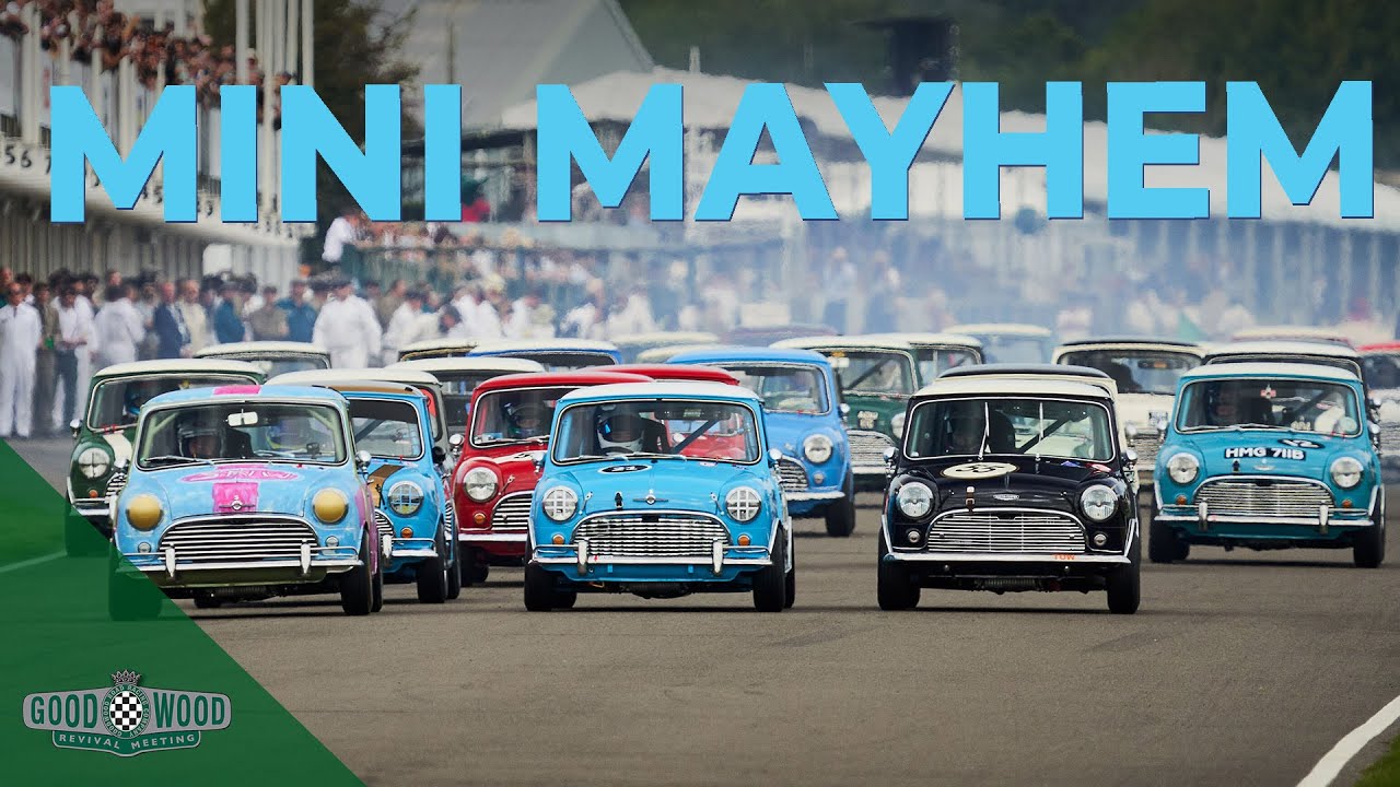 Opening lap mayhem in the all-Mini Goodwood Revival race - YouTube