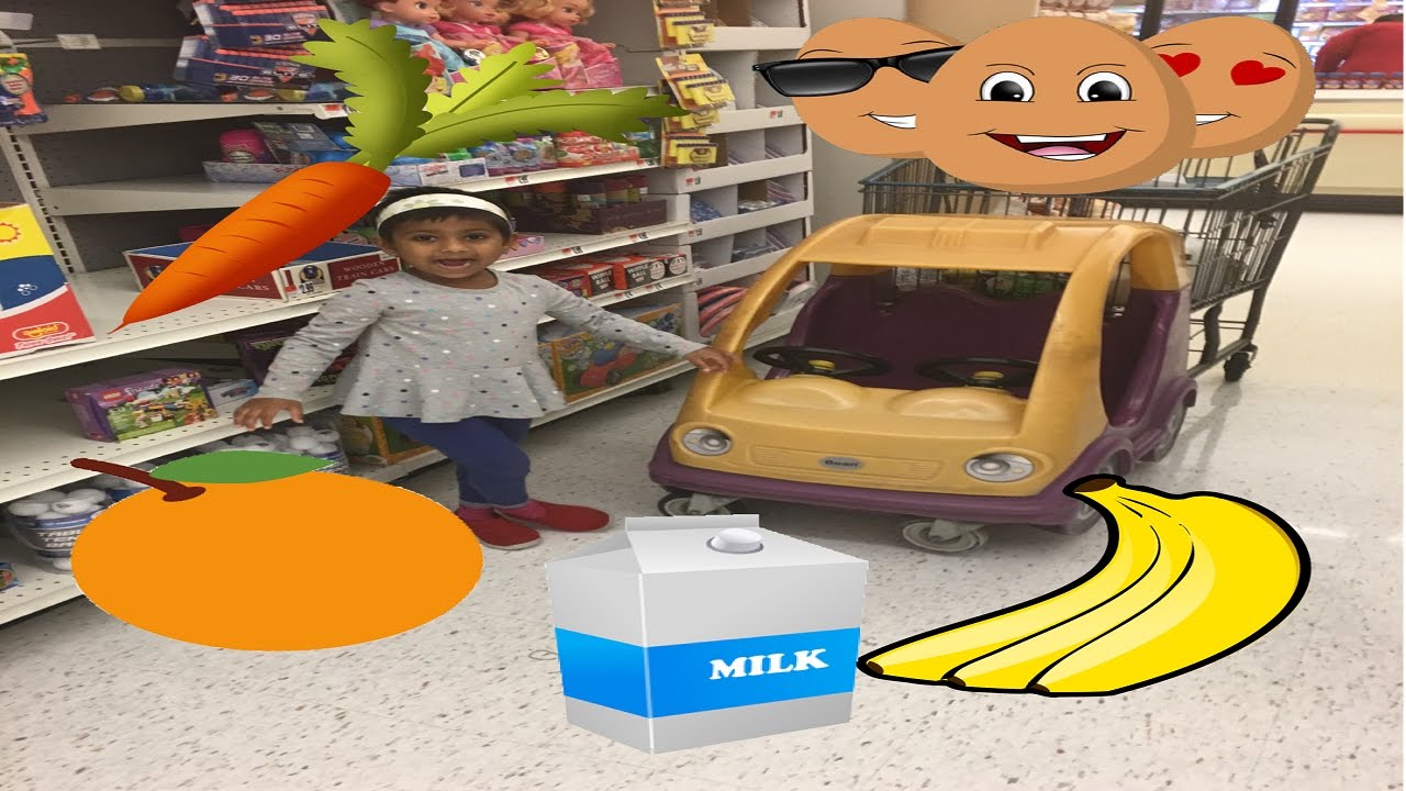 PLAY STORE Grocery shopping with Kids Size Shopping Cart CAR - YouTube