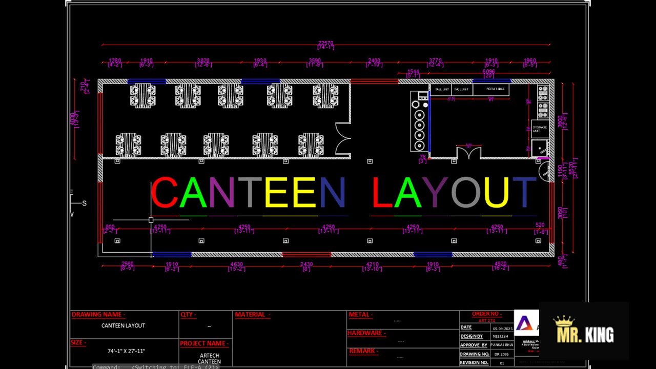 Creating a canteen layout in AutoCAD - YouTube