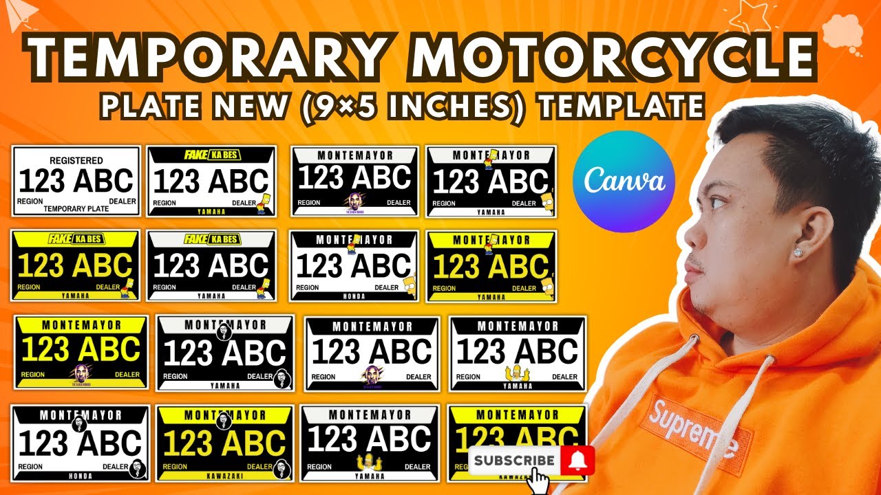 WITTY TEMPORARY MOTORCYCLE PLATE NEW (9×5) INCHES TEMPLATE | CANVA ...