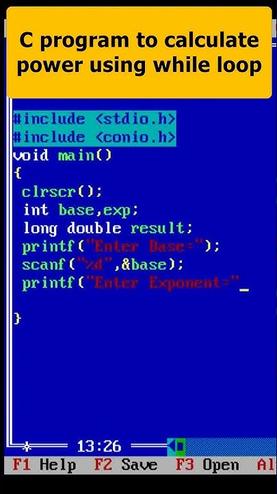 C Program Calculate Power Of A Number Using While Loop Part 61 C Programming Cprogramming 