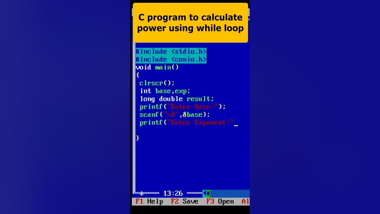 C Program Calculate Power Of A Number Using While Loop Part 61 C Programming Cprogramming