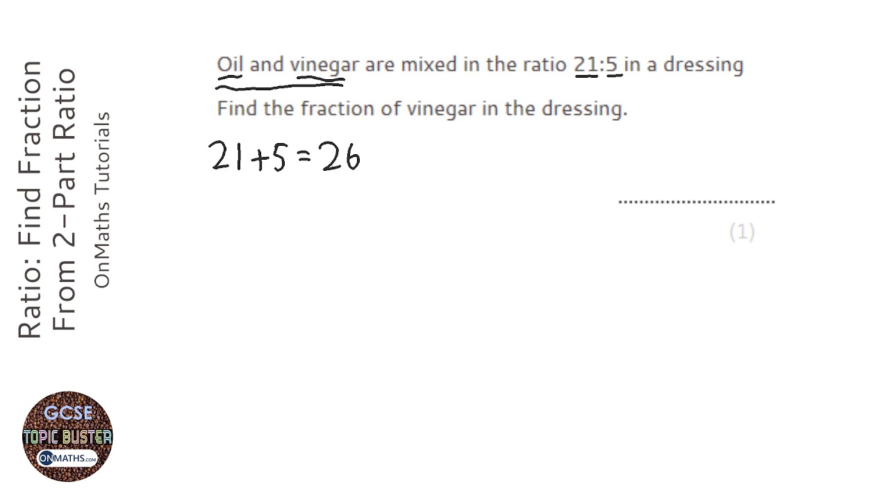 Ratio: Find Fraction From 2-Part Ratio (Grade 3) - OnMaths GCSE Maths ...