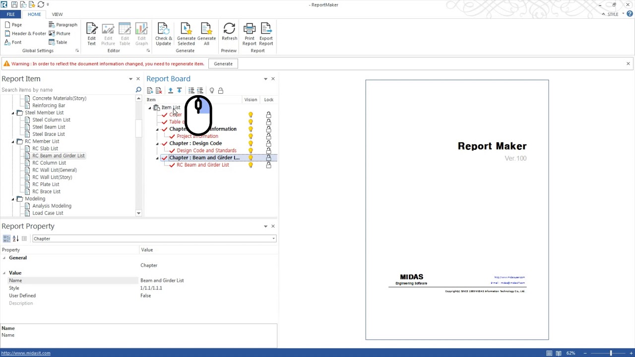 [midas nGen Tutorial] High Rise Reinforced Concrete Building_Report & Drawing 01. Generate ...