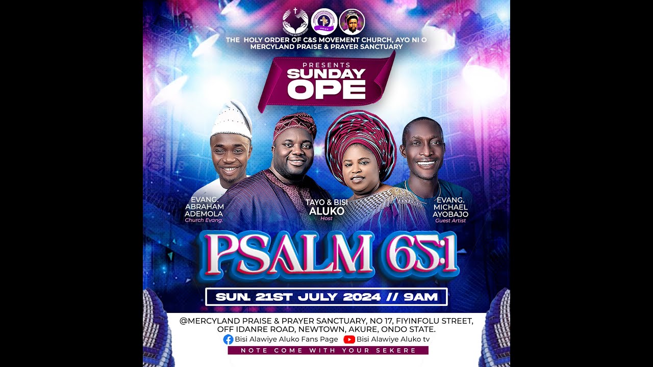 SUNDAY OPE with PROPHETESS BISI ALAWIYE ALUKO TAGGED: PSALM 65:1 - YouTube