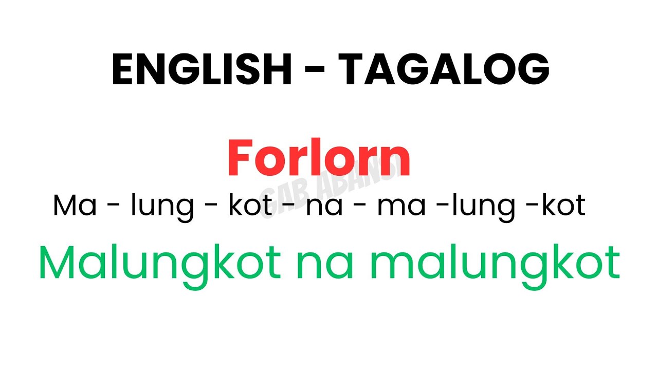 ONE WORD ENGLISH TAGALOG TRANSLATION THAT YOU NEED TO WATCH TO LEARN ...