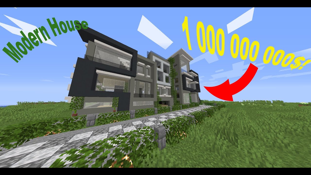 HOW TO BUILD A MODERN HOUSE FOR 1000000000$ in Minecraft/Как построить ...