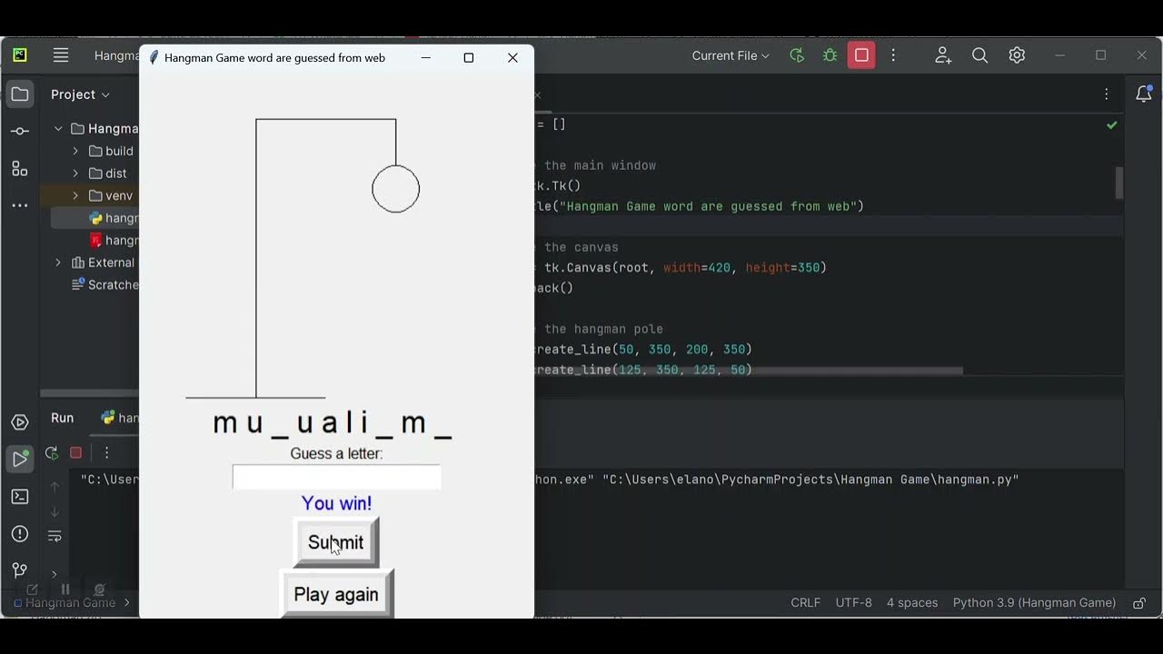 Hangman Web GUI python - YouTube